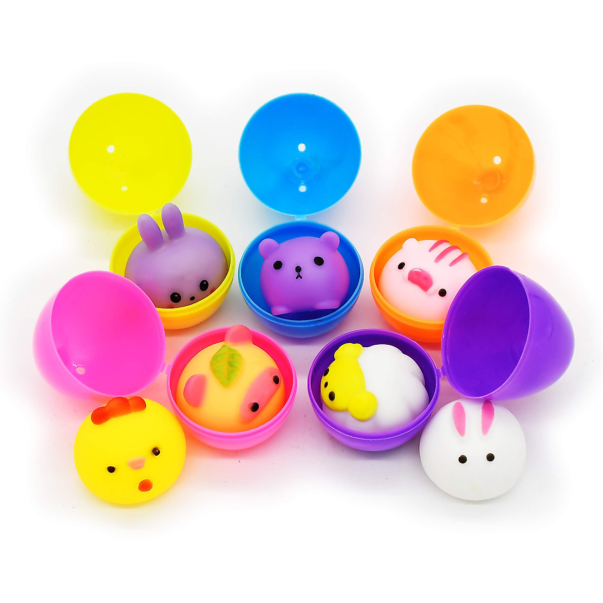 JOYIN 12 Pcs Pre-Filled Easter Eggs with Assorted Bath Toys for Kids Including Duck,Monkey,Rabbit,Animal Bath Toys Filled Eggs,Easter Eggs Hunt, Easter Basket Stuffers, Easter Eggs Fillers