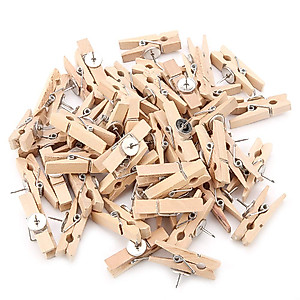 Wooden Clothespins, 50pcs 35x7mm Mini Photo Paper Peg Pin Graft Clips Crude Wood Clips Craft Decoration Pegs for Photo Clips ClothesClothes Pins