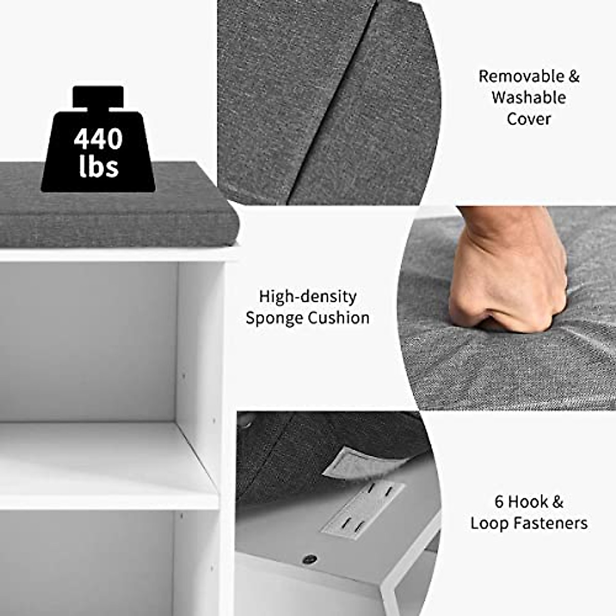 Giantex Shoe Storage Bench with Cushion, Entryway Shoe Rack Bench, Adjustable Shelves, 10-Cubbies Shoe Organizer Bench for Entryway, Living Room, Bedroom, Hallway, Closet, Mudroom (White)