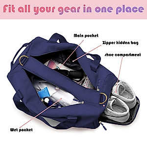 RLGPBON Gym Bag for Women and Men, Duffel Bag for Sports, Gyms and Weekend Getaway, Waterproof Dufflebag with Shoe and Wet Clothes Compartment