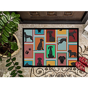Caroline's Treasures MLM1156MAT Lots of Black Great Dane Doormat 18x27 Front Door Mat Indoor Outdoor Rugs for Entryway, Non Slip Washable Low Pile, 18H X 27W