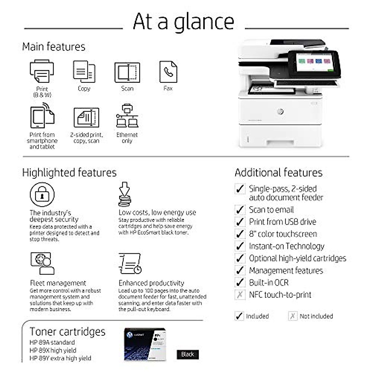 HP LaserJet Enterprise MFP M528c Monochrome All-in-One Printer with built-in Ethernet & 2-sided printing (1PV66A)