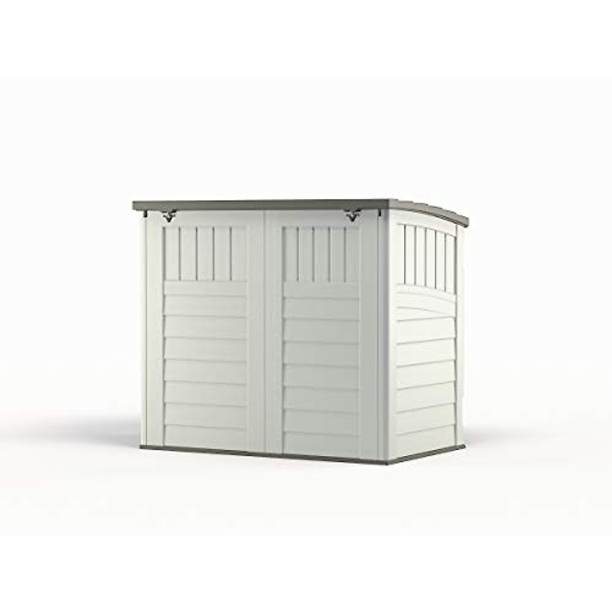 Suncast Horizontal Outdoor Storage Shed for Backyards and Patios 34 Cubic Feet Capacity for Garbage Cans, Tools and Garden Accessories, No Size, Vanilla