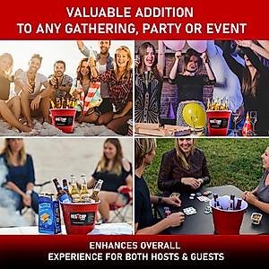 Reusable Red Party Bucket, Ice Bucket, Wine Cooler, Kitchen Set, Champagne Bucket, Wine Bucket, Beer Bucket, Snack Cup, Bottle Cooler, Ice Tub, BBQ Set, Large Ice Bucket | BPA Free | Strong & Sturdy