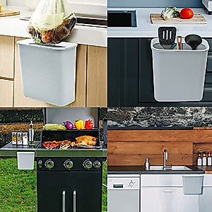 Skyflame Magnetic Hanging Trash Can, 2.1 Gallon Plastic Garbage Container, Multi-Function Grill Hanging BBQ Utensils Organizer Holder, Use for Kitchen/Bedroom/Bathroom/Camping/RV/Grills