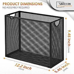 Sinboun Hanging File Organizer Letter-Size File Holder Filing Box Includes 5 Hanging Folders - Metal Mesh Magazine Book Letter Storage Cabinets File Cart for Office Home School, No Assembly Required
