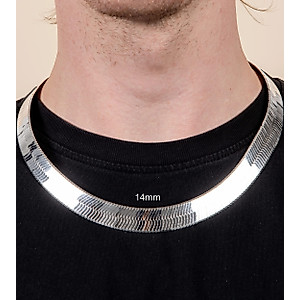 Olive & Chain Sterling Silver Herringbone Chain Necklace, Lobster Clasp, Reflective Surface, Multi-Purpose, 925 Sterling Silver, Hypoallergenic, Comfortable, Unisex