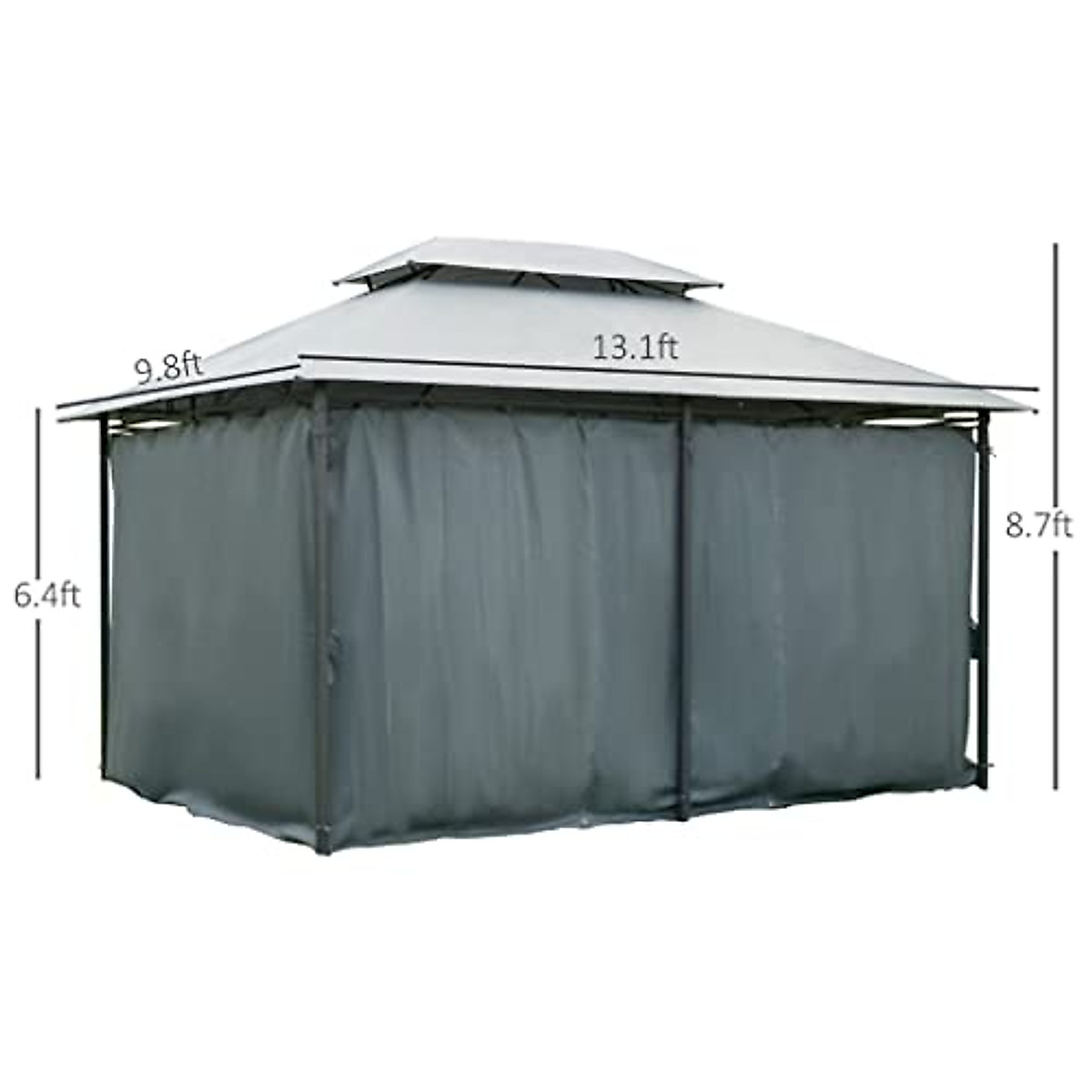 Generic 10' x 13' 2 Tier Steel Outdoor Garden Gazebo with Vented Soft Top and Removable Curtains