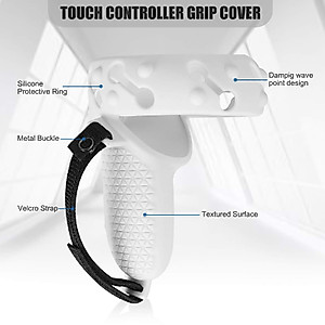 Esimen Touch Controller Grip Cover for Oculus Quest 2 Silicone Protective Ring Cover Custom Set Accessories Anti-Throw Handle Protective Sleeve with Adjustable Hand Strap-Easy to Install
