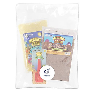 Needzo Natural Terrarium Supplies for Hermit Crabs and Reptiles, Loose Coco Fiber Substrate, 2 Pound Sand Bag, and Scooper Sifter, Bulk Terrarium Supplies, 3 Items