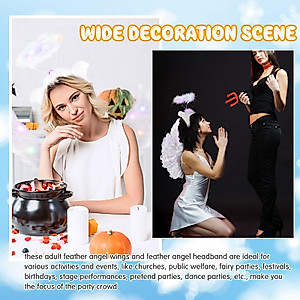 Liitrsh 4 Sets Light up Angel Wings and Headband Set White Angel Wings Costume for Girls Led Angel Feather Wings for Kids Women Halloween Christmas