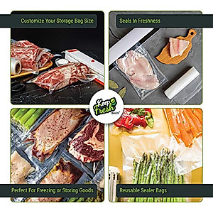 Keep Fresh Bags Vacuum Sealer Storage Bags (15” x 18”, 100 Count), 3.5mil Large Food Size Bags for Freezer, Sous Vide, or Bulk Storing, SF1518
