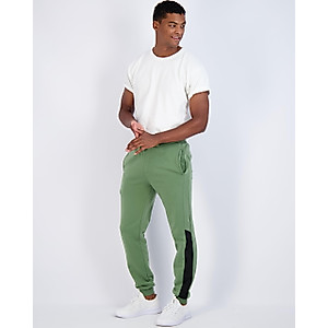 Real Essentials Mens Joggers Sweatpants Fleece Pants Sweat Clothing Pockets Baggy Elastic Cuffed Workout Bottom Athletic Soft Warm Winter Jogging Gym Active Track Work Tapered, Set 10, L, Pack of 3