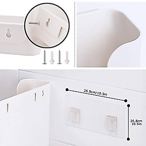 Bedside Shelf Caddy Basket Pocket Organizer to Storage Remotes,Tablet Cellphone Charging,Clock- Stick On Adhesive Tapes & Nails Installations Both Offered for Bedroom,Dorm,Offices.(1 Psc/Set)