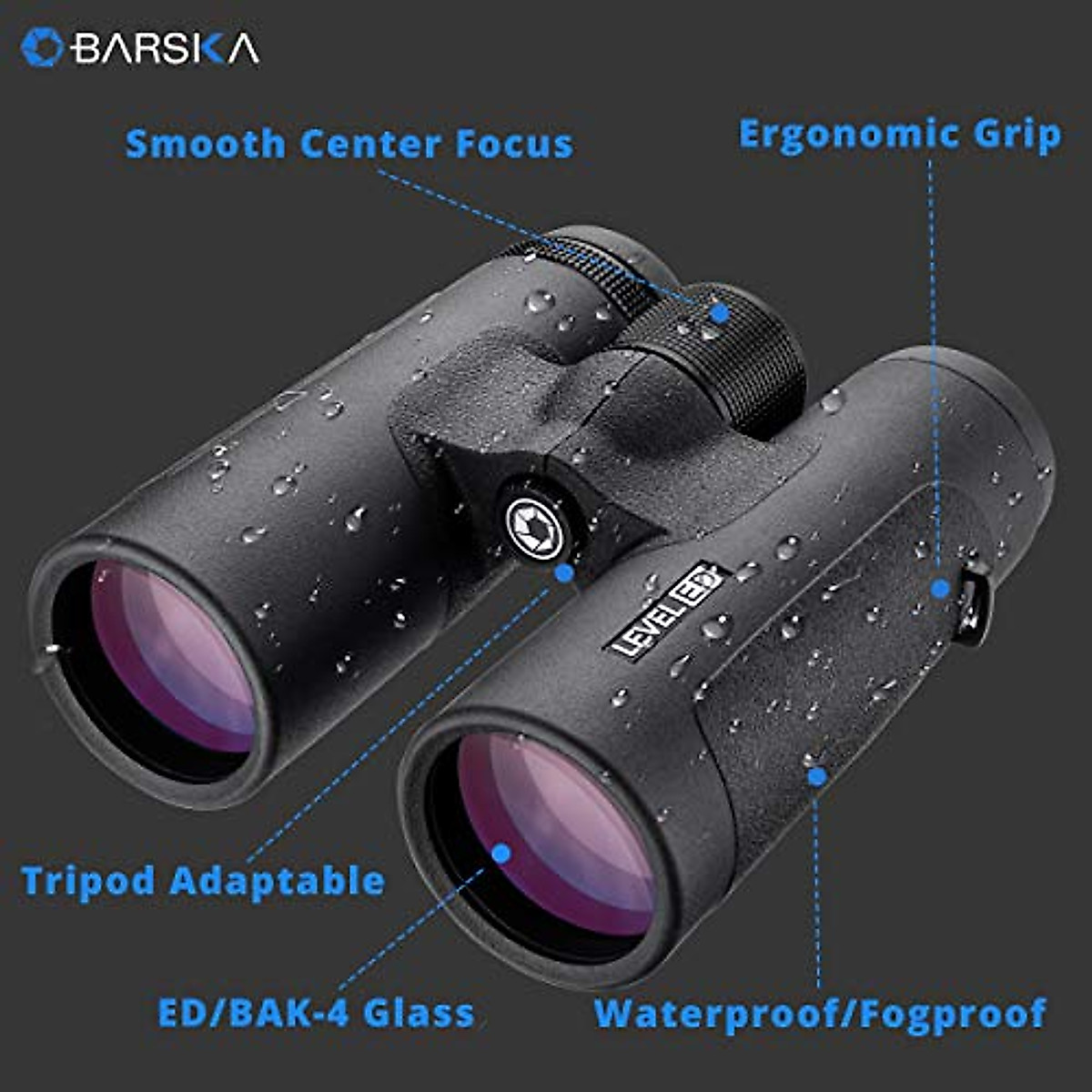 BARSKA AB12992 Level ED Waterproof Binoculars 10x42, Multi, One Size