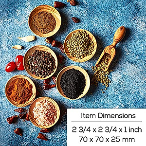 Crystalia Olive Wood Mini Bowls Set of 6, Round Small Size Wooden Serving Cups for Condiments Nuts Food Sauce & Seasoning, Natural Handmade Side Dishes, Decorative Charcuterie Wooden Dipping Bowls