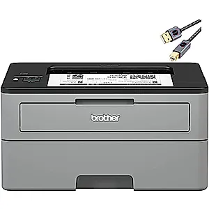 Brother L-2350DW Series Compact Monochrome Laser Printer | Mobile Printing | Wireless & USB Connectivity | Auto 2-Sided Printing | Print Up to 32 Pages/min | Up to 250 Sheets Input + Printer Cable