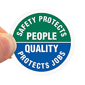 SmartSign Safety Protects People - Quality Protects Jobs Pack of 5 Hard Hat Labels | Retro-Reflective, 2" Circle