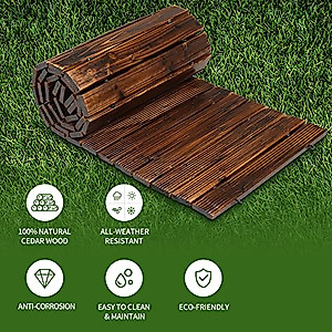 Spurgehom Wooden Garden Pathway 8FT Straight Outdoor Walkway Roll Out Cedar Garden Walkway Wood Patio Path Decor Lawn Pavers Boardwalk Beach Path for Wedding Party (Brown)