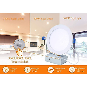 Cloudy Bay 18 Pack Bundle 6 inch LED Recessed Lights,3000K/ 4000K/ 5000K Three Color Temperature Selectable