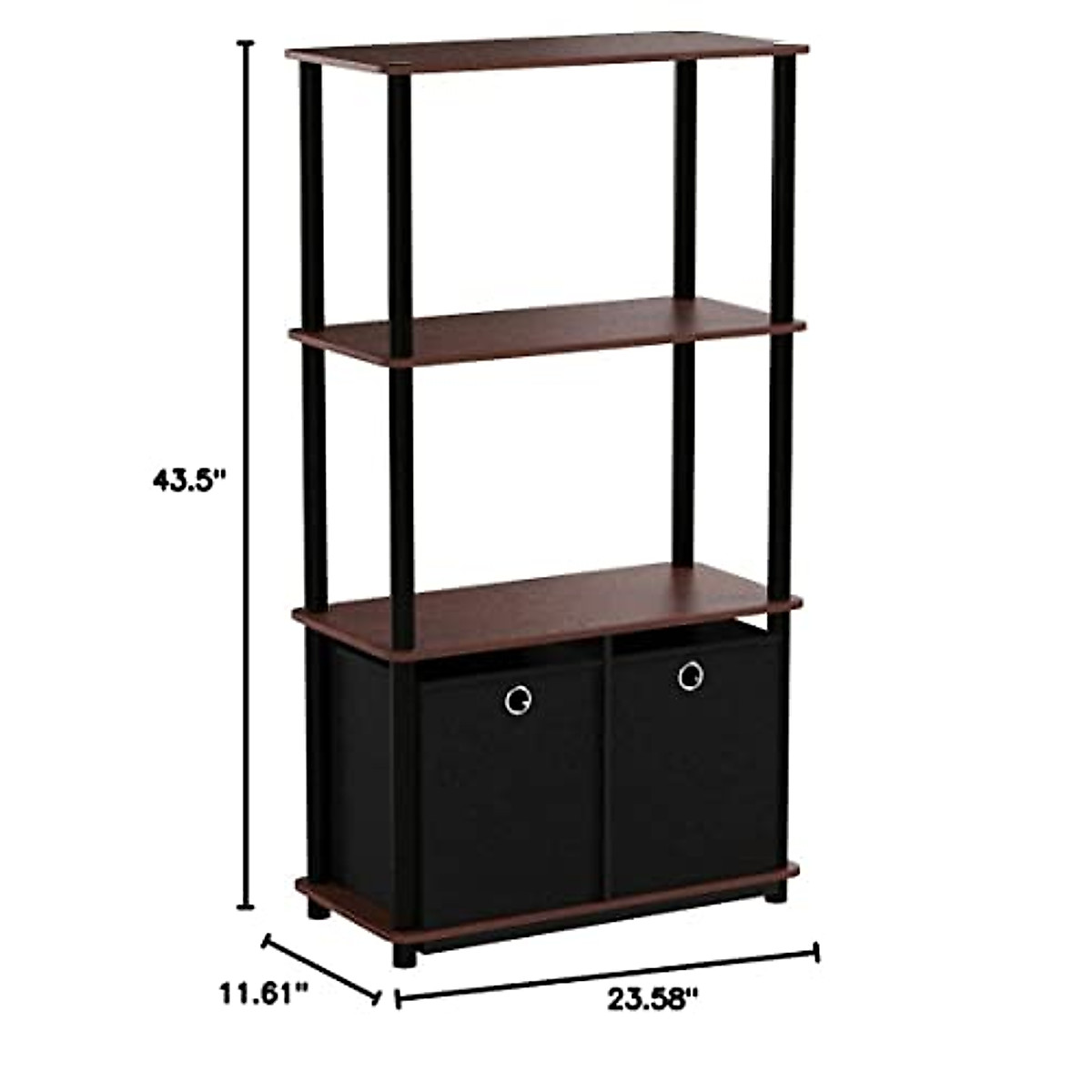 Furinno NW889DC/BK Go Green 4-Tier Multipurpose Storage Rack w/Bins, Dark Cherry/Black