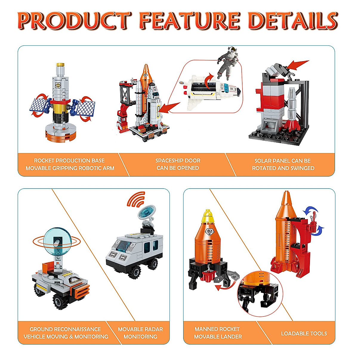 Toy Building Sets for Space Toys Building Kit with Launch Control Model Rocket Building Set,STEM Toys for City Space Toys for 6 7 8 9 10 11 12 Year Old Boys Gifts,Birthday Gifts (566 PCS)