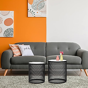 NordStorm Nesting Coffee Table Set of 2, Metal Side End Table, Modern Net Hollow Coffee Table Set for Office, Bedroom and Living Room, Black