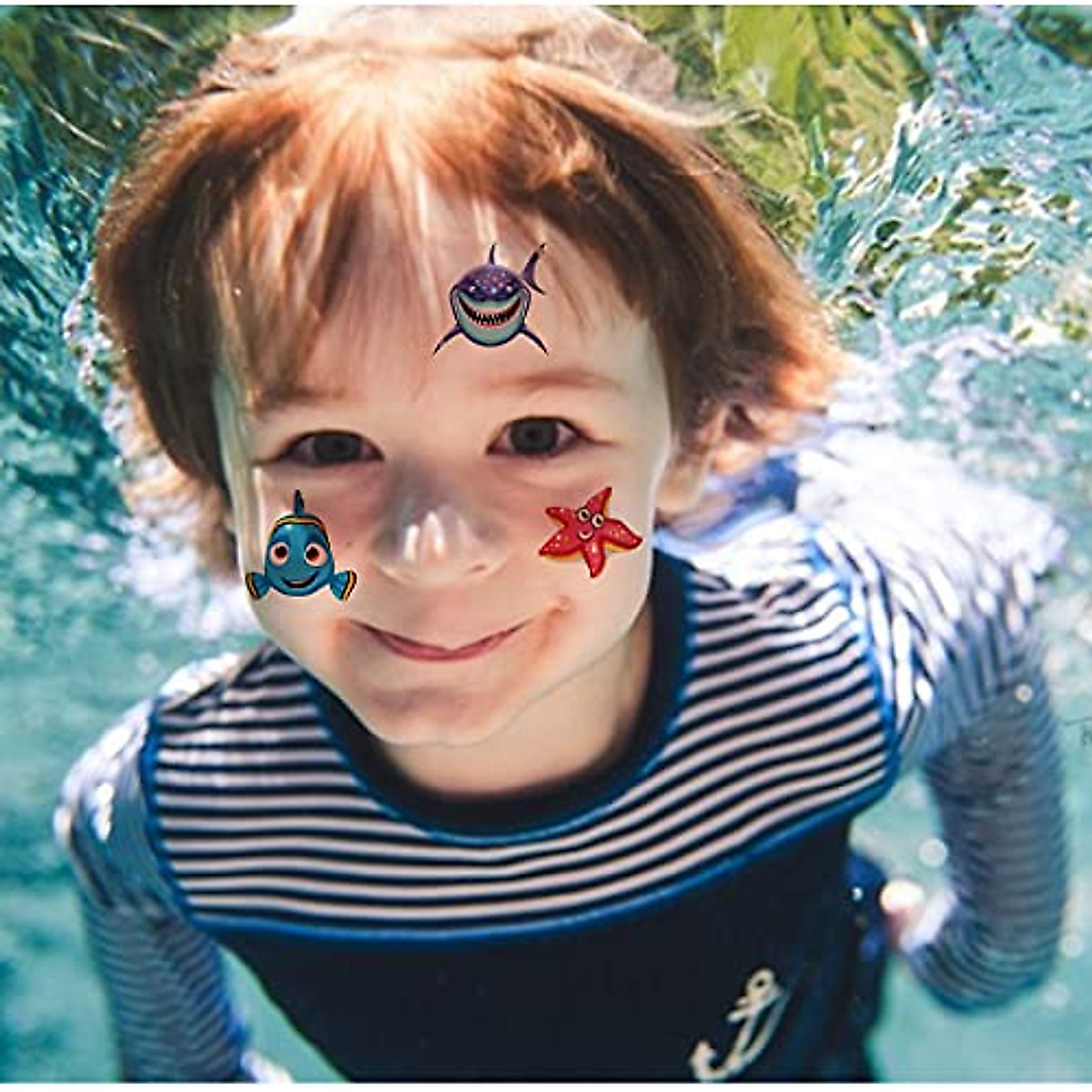 Ooopsiun Ocean Animals Temporary Tattoos for Kids - 12 Sheets Ocean Fish Birthday Party Decorations Supplies Favors for Boys Girls