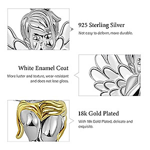 GNOCE Angel with Wings Charm Pendant Sterling Silver Lovely Angel Baby Angle Charm Bead Fit Bracelet/Necklace Charm for Women Girls (Boy Angel)