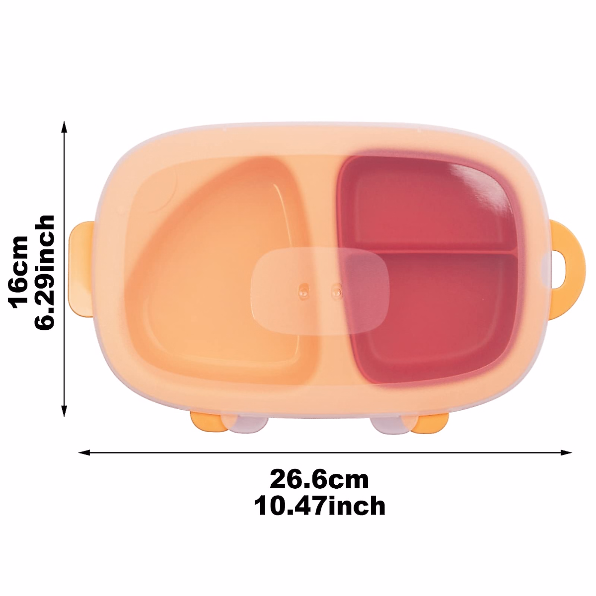 Kids Divided Plate, 3 PCS(Plate with Lid and Inner Dish), Toddler Dishes Tableware, Dishwasher-Safe for Baby Feeding Dinner Plate (Tangerine)