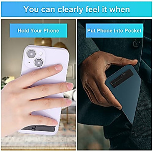 SAVITA 2pcs Phone Kickstand Metal, Thin Metal Phone Stand Stick on with Adjustable Adhesive Horizontal/Vertical Desk Stand Accessories for Cell Phone Case Vertical and Horizontal Stand (Black)