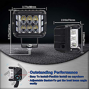 OVOTOR Dual Side Shooter LED Lights 4inch Green DRL Solid&Strobe Off Road LED Pod Lights Driving Lights for Jeep Tractor Plow Truck SUV ATV Motorcycle