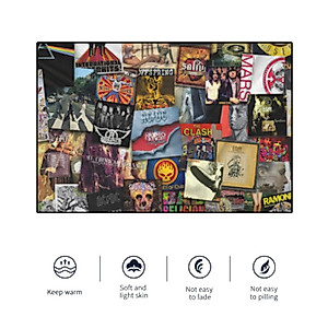 Rock Band Collage Lightweight Soft Blankets 50"X40" Throw Blanket for Music Lover Couch Sofa Bedroom Decor Travel Beach Picnic