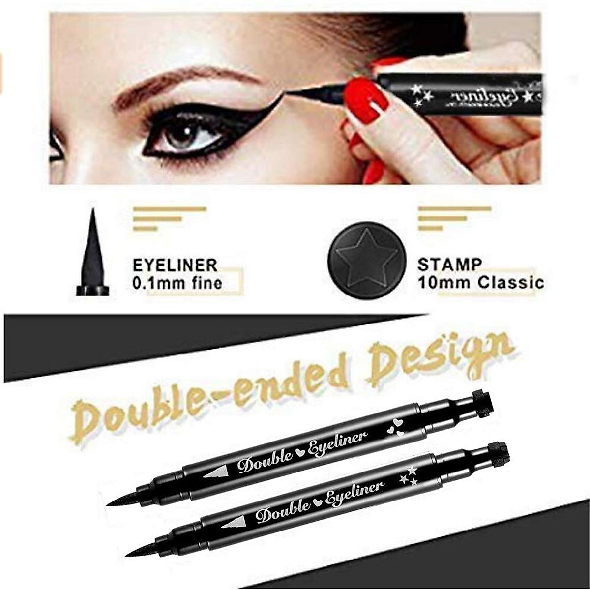 evpct 4in1 Star Flowers Hearts Moon Face Makeup Stamps Eyeliner Stamps Shapes Makeup Set Black Colored Liquid Winged Eyeliner Stamp Wingliner Waterproof Star Eye Liner Wing Eyeliner Stamp Figures Tool