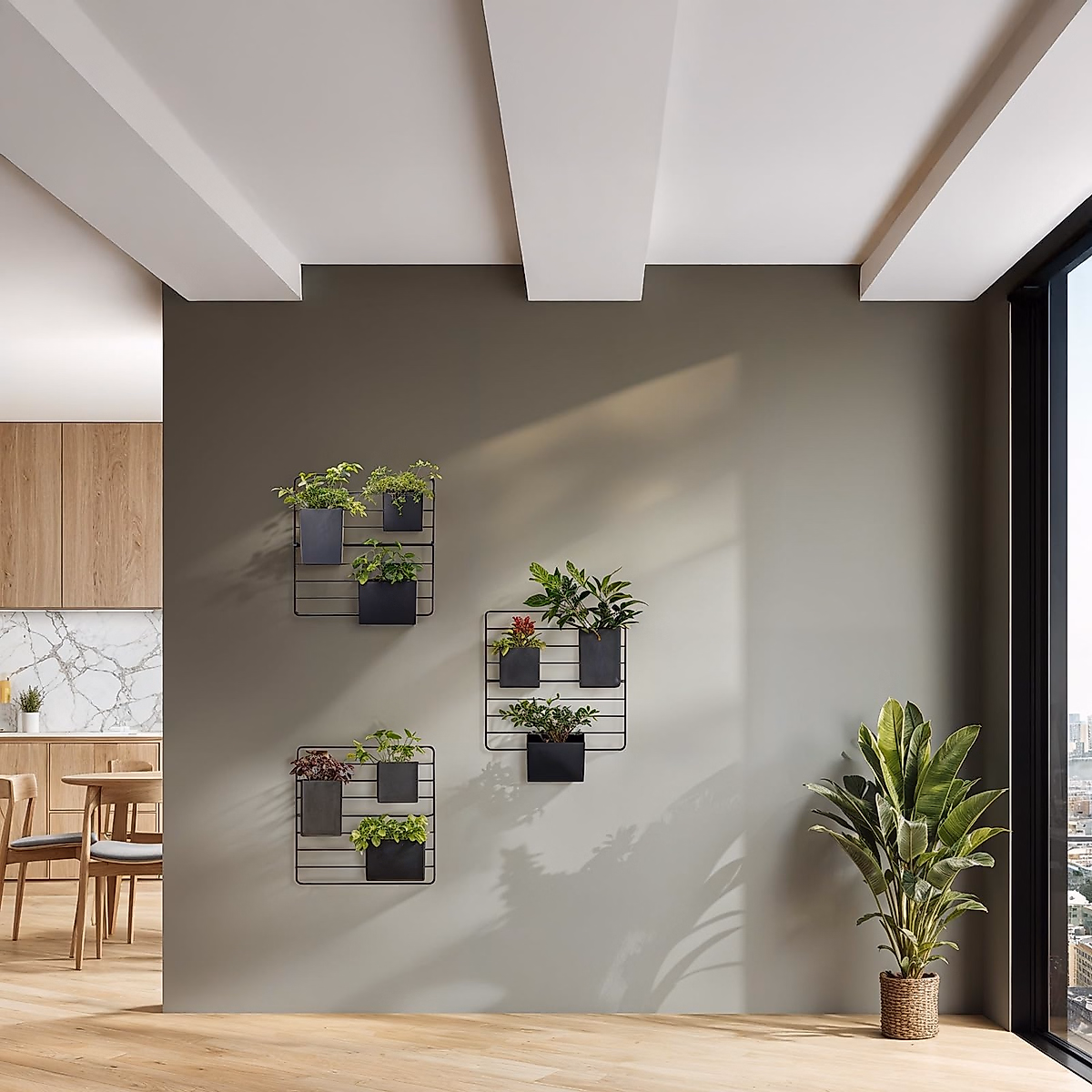 KASSELL Vertical Garden Wall Planter. Wall Mounted for Indoor Outdoor. All Metal Black Vertical Planter with No Assembly Required. Wall Planter for Indoor Plants Flowers, Herbs, Succulents and Plants