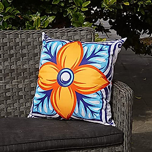 ONWAY Outdoor Pillow Covers Waterproof 20x20 Set of 4 Floral Boho Decorative Throw Cushion Cover Farmhouse Pillows for Bench, Couch, Patio Furniture