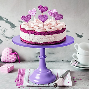 3 PCS Purple Cake Stand Set Round Metal Cake Stands Cupcake Holder Modern Dessert Table Display Set for Wedding Birthday Girls' Party Baby Shower Anniversaries Supplies