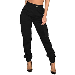 MsavigVice Athletic Pants for Women Casual Outdoor Cargo Jogger Pants with Pockets Yoga Pants for Women Black XXL