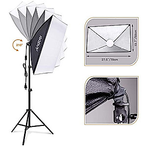 Andoer Studio Photography Light kit Softbox Lighting Set with 85W 2800K-5700K Bi-Color Temperature LED Light * 2 + 50x70cm Softbox * 2 + 2M Light Stand * 2 + Remote Control * 2 + Carry Bag * 1