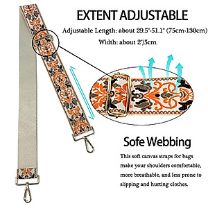 Dsigo Purse Strap, 2" Wide Gold Buckle Embroidery Crossbody Shoulder Strap for Bag Handbag Canvas Bag Crossbody Bags (Orange Jacquard Floral)
