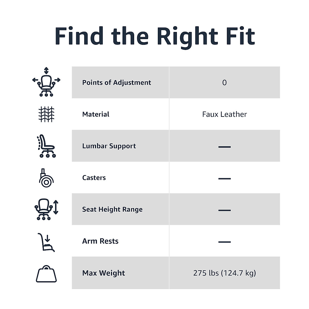 Amazon Basics Classic Faux Leather Office Desk Guest Chair with Metal Frame - Black