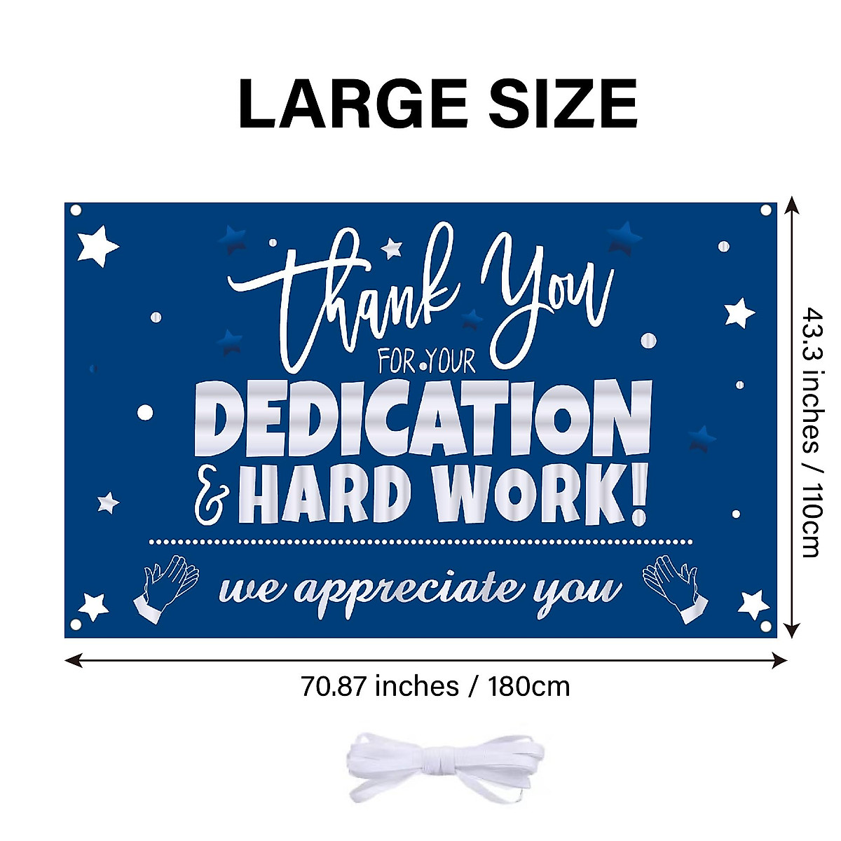 We Appreciate You Banner Decorations Thank You for All You Do Banner Backdrop for Teacher Employee Staff Doctors Nurse Poaster Boss Volunteer Appreciation Week Party Decor Supplies - Blue Silver