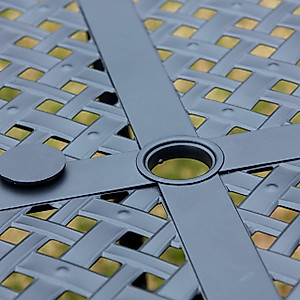 Romayard 42 Inch Outdoor Dining Table Round Patio Bistro Table Powder-Coated Steel Frame Top Patio Dining Table Outdoor Furniture Garden Table with 2.1" Umbrella Hole (Black)