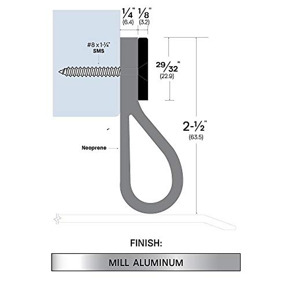 Fire Rated/Aluminum Door Sweep with Neoprene Rubber Extrusion #739 (48")