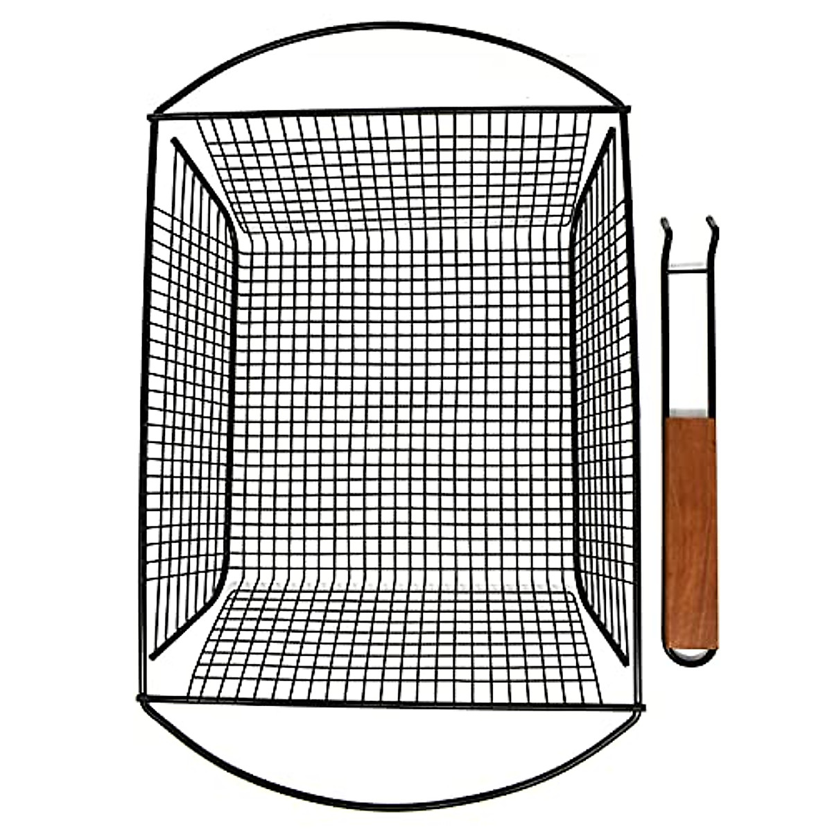 Norpro 8661 Deluxe Removable Handle grill basket, for BBQ, Black