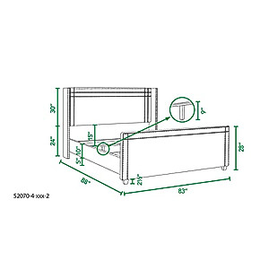 Jennifer Taylor Home Elle Collection Modern Upholstered King Size Bed Frame, Nailhead Trim, Silver Gray