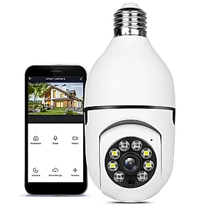 Wyzlink Light Bulb Security Camera,Home WiFi 360 Degree Pan/Tilt Panoramic IP Camera,Wireless Home Surveillance Cameras System with Human Motion Detection and Alarm,Two-Way Audio,Night Vision, 720p