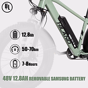 HILAND Electric Mountain Bike for Adults, 750 Watt 48 Volt Motor Off Road Electric Bicycle, Mens 26" 4.0 Fat Tire E-MTB High Speed 40km/h Bike