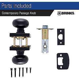 BRINKS – 6-Pack Matte Black Contemporary Indoor Passage Square Door Knob – Hall/Closet 6 Pack Matte Black Exterior Plate Doorknob