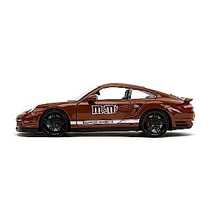 M&M's 1:24 Porsche 911 Turbo Die-Cast Car & 2.75" Brown Figure, Toys for Kids and Adults
